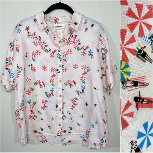 Cynthia Rowley | Tops | Cynthia Rowley Linen Beach Umbrella Print ...